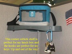 A Hanging Corner Shelf Unit will Cleverly Upgrade your Cubicle Storage